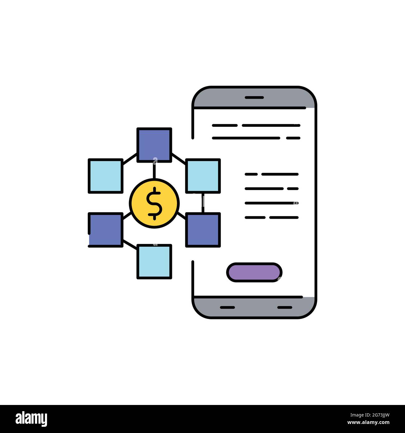 Symbol für farbige Linie des Dapp-Zeichens. Anfängliches öffentliches ...