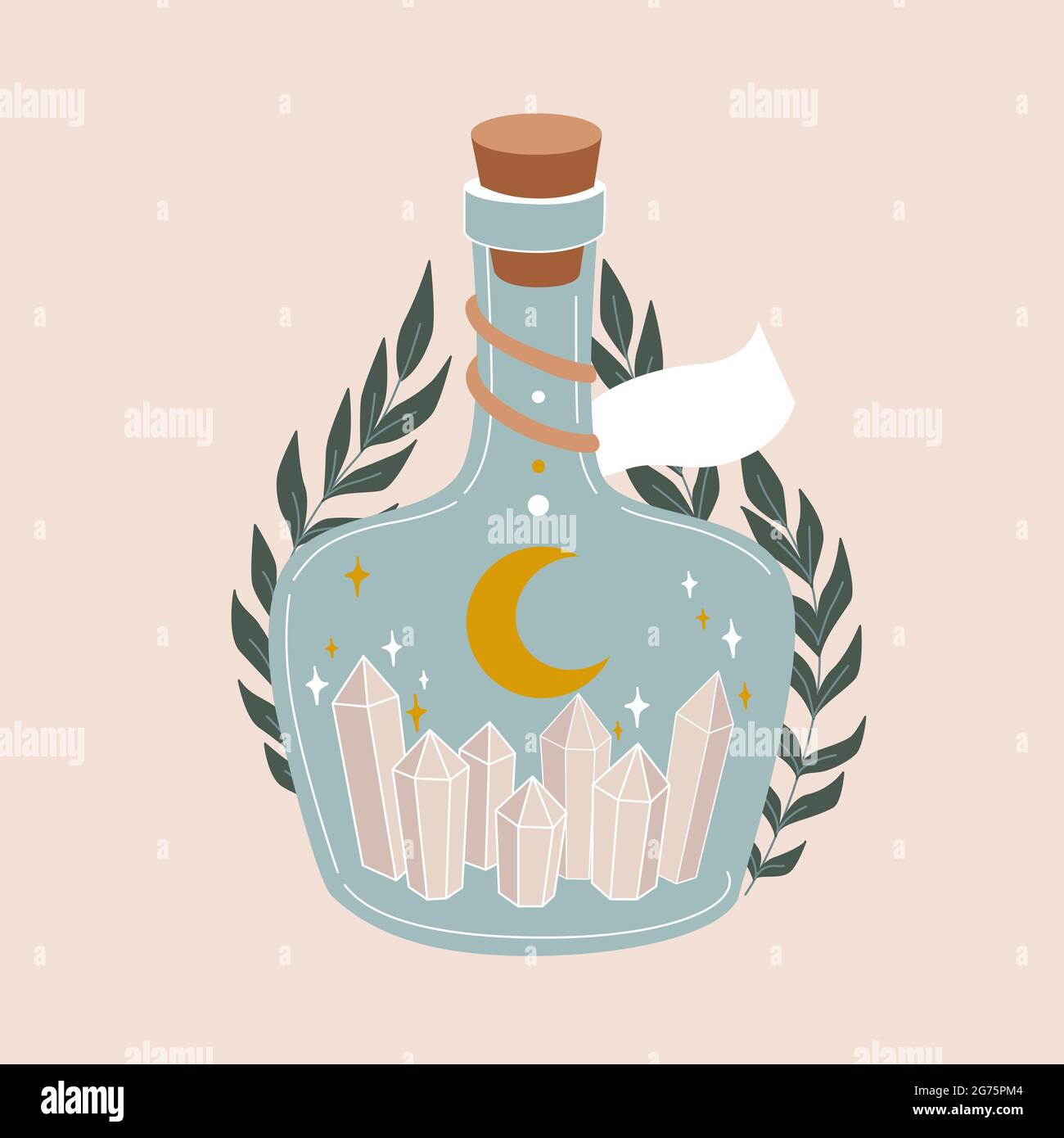 Magische Flasche. Vintage-Trank. Witchcraft Art. Flache Vektorgrafik in ...