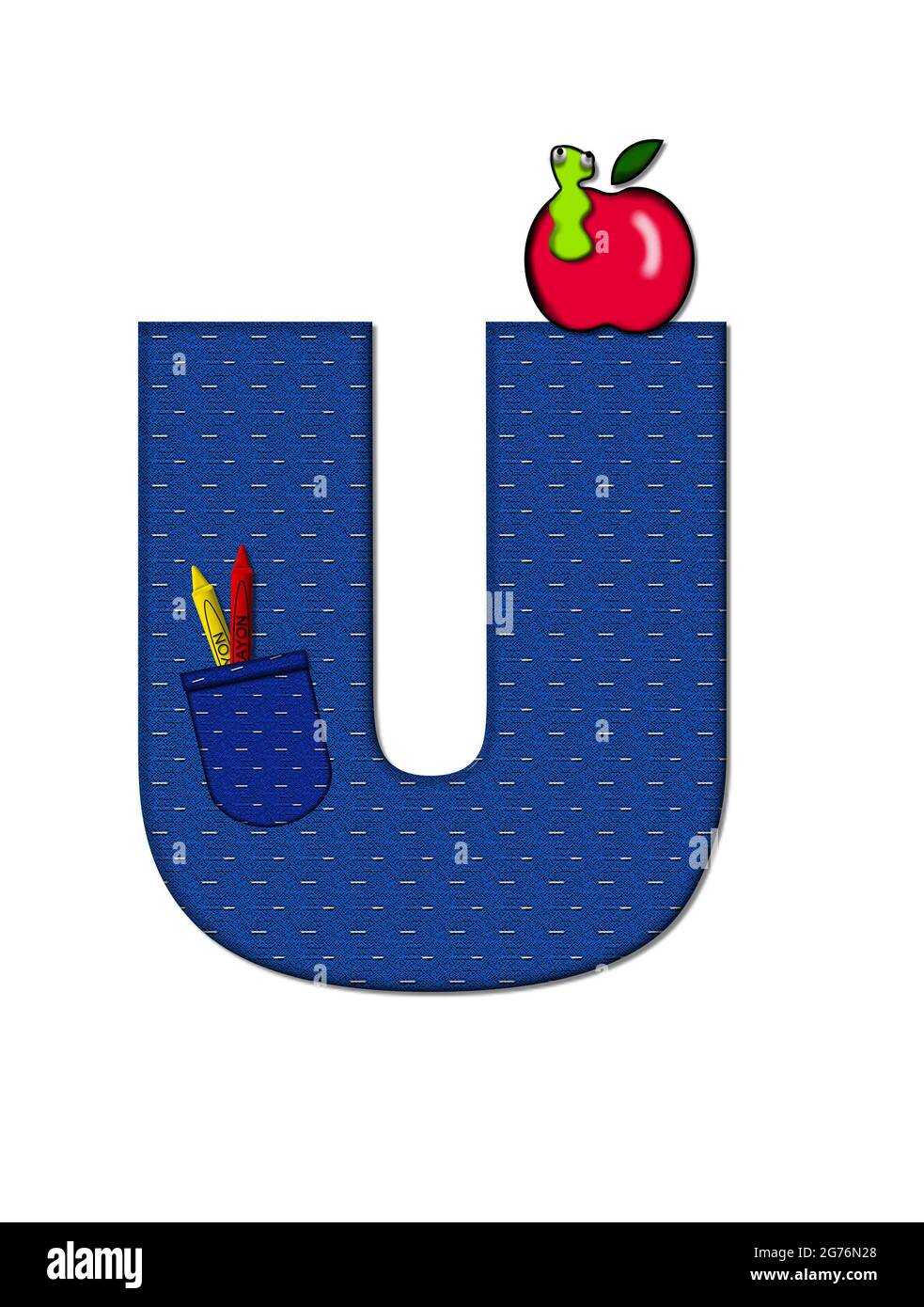 Der Buchstabe U, im Alphabet-Set "School Days", in Denim-Material ...