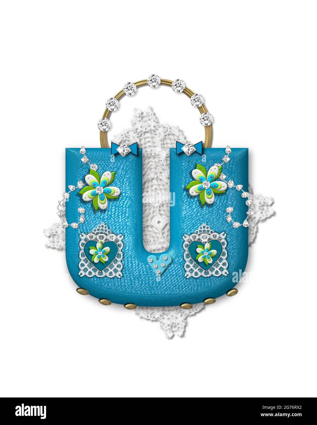 Der Buchstabe U im Alphabet-Set „Bling Bag“ zeigt den Aqua-Buchstaben ...