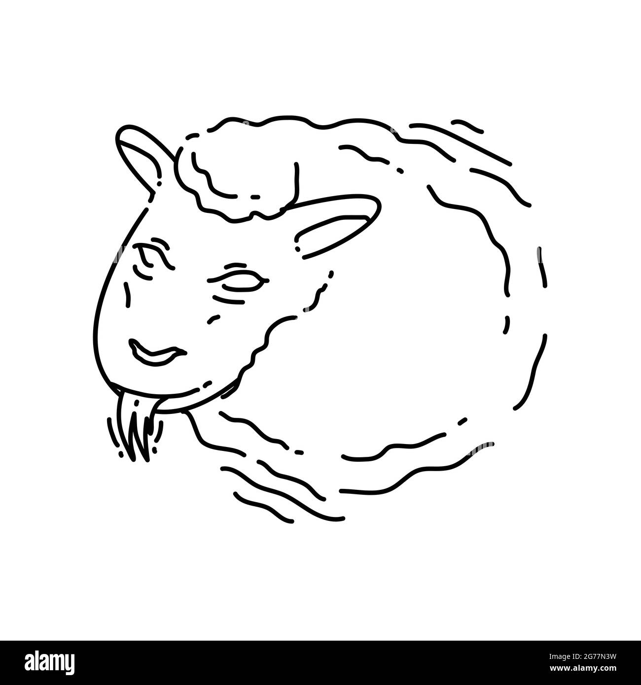 Farming Schafe Symbol. Handgezeichnete Icon-Set, Umriss schwarz, Doodle ...