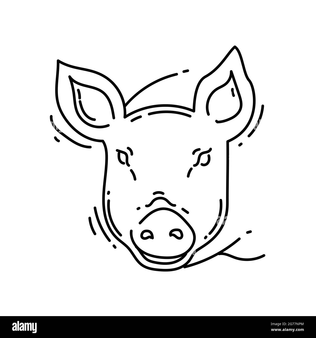 Farming Schwein Symbol. Handgezeichnetes Icon-Set, Umriss schwarz ...