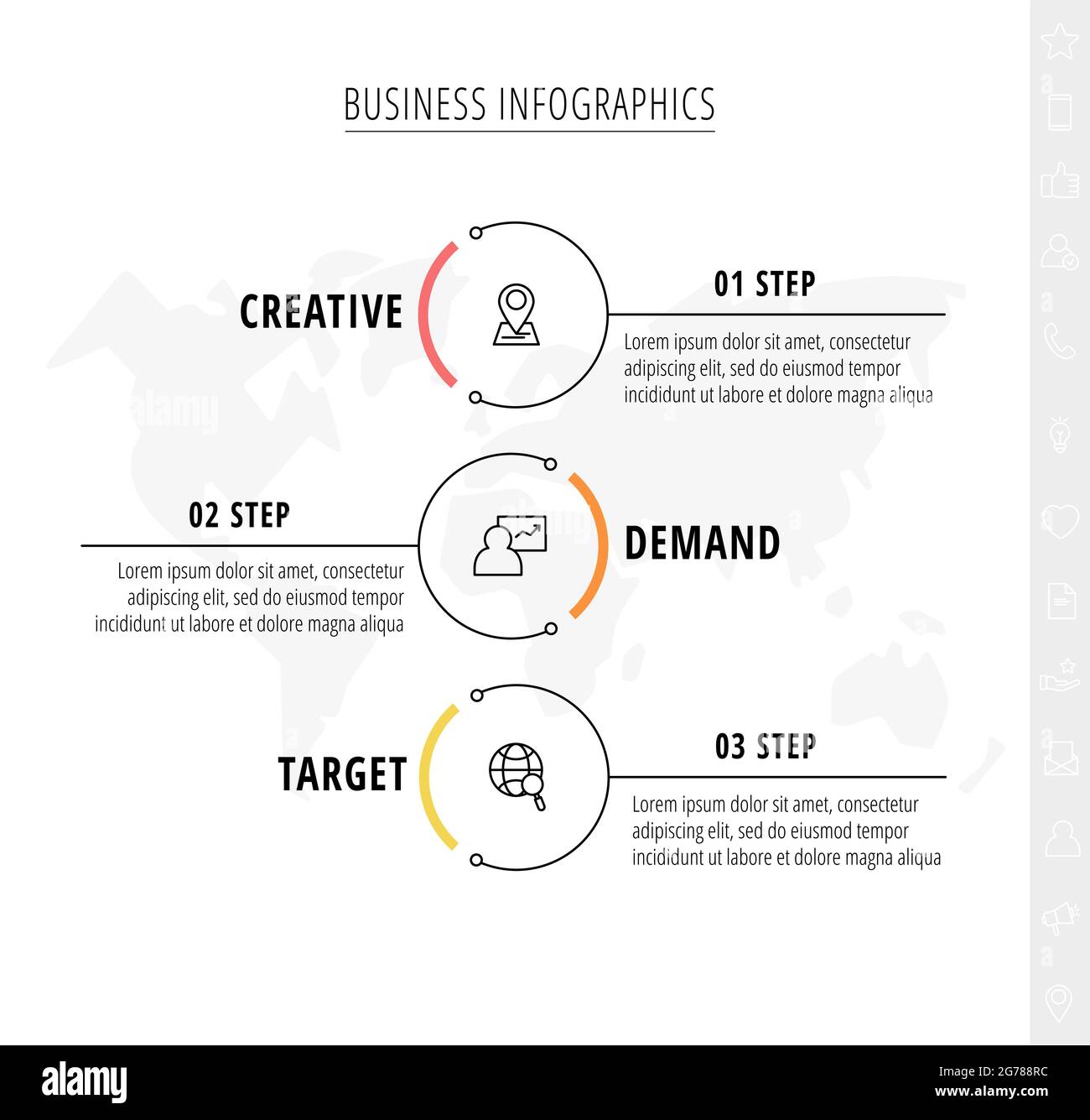 Business-Vektor-Infografiken mit drei Linienkreisen. Timeline ... Business-Vektor-Infografiken mit drei Linienkreisen. Timeline ...