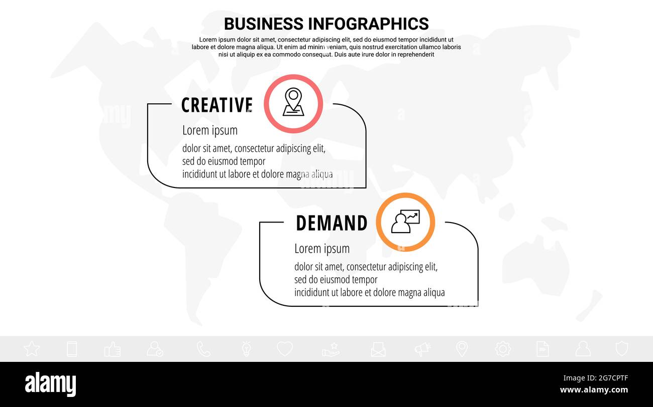 Business-Vektor-Infografiken mit zwei Linienkreisen und Beschriftungen ... Business-Vektor-Infografiken mit zwei Linienkreisen und Beschriftungen ...