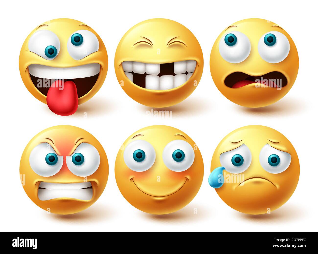 Smiley lustige Emoji-Vektor-Set. Smileys Emoticon gelbe Icon-Kollektion ...