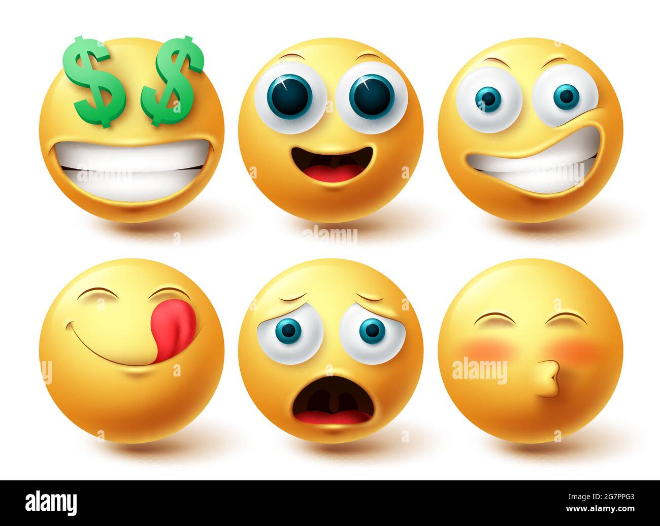 Emoji-Smiley-Vektorset. Smileys emoticon Happy Collection Mimik ...