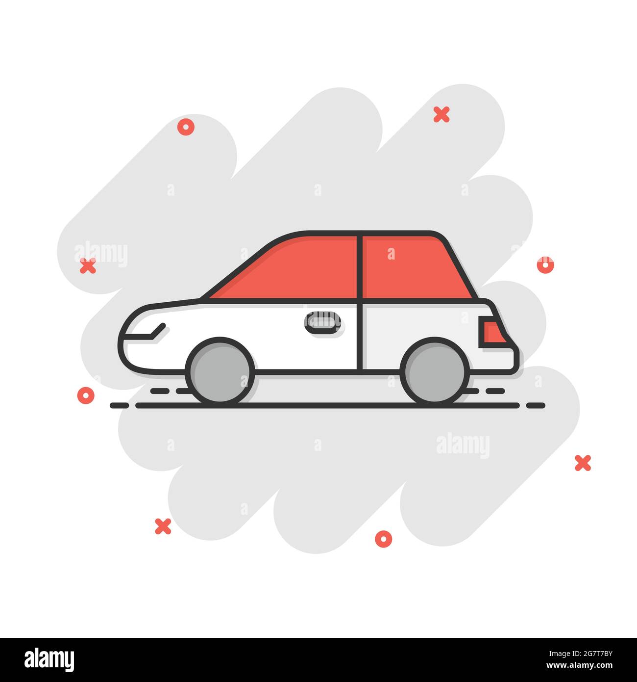 Auto-Symbol im Comic-Stil. Automobil-Fahrzeug Cartoon Vektor ...