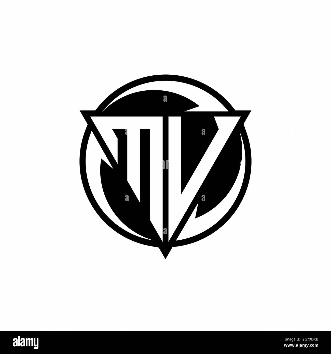 MV-Logo mit dreieckiger Form und runder kreisförmiger Designvorlage ...