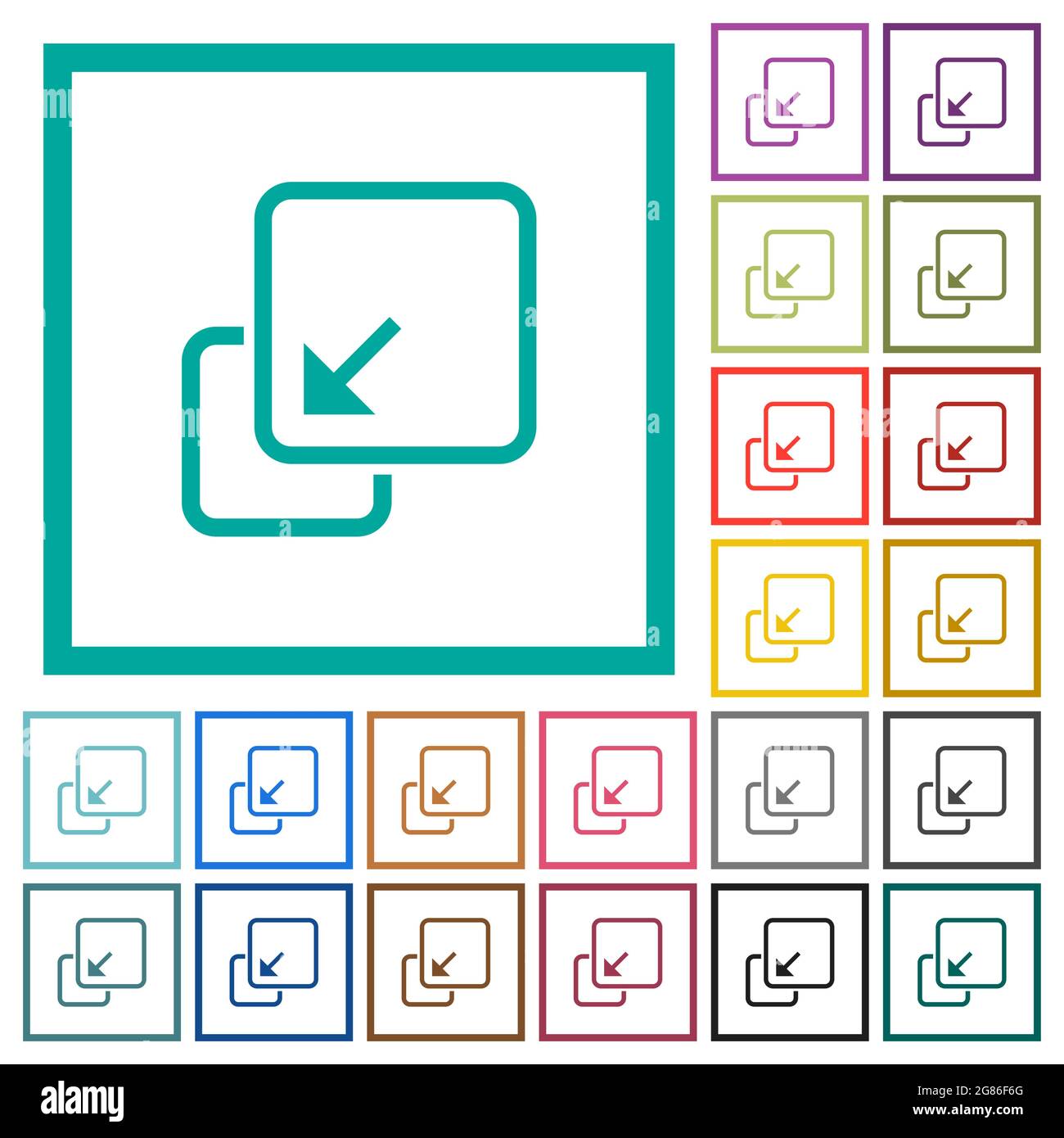 Reduzieren Sie Symbole in flachen Farben mit Quadrantenrahmen auf ...