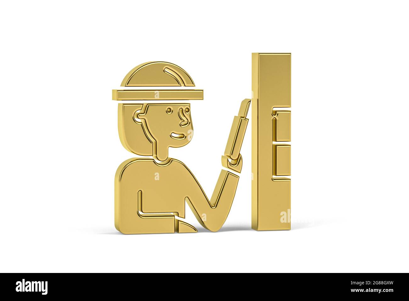 Goldenes 3d-Elektriker-Symbol auf weißem Hintergrund isoliert - 3d ...
