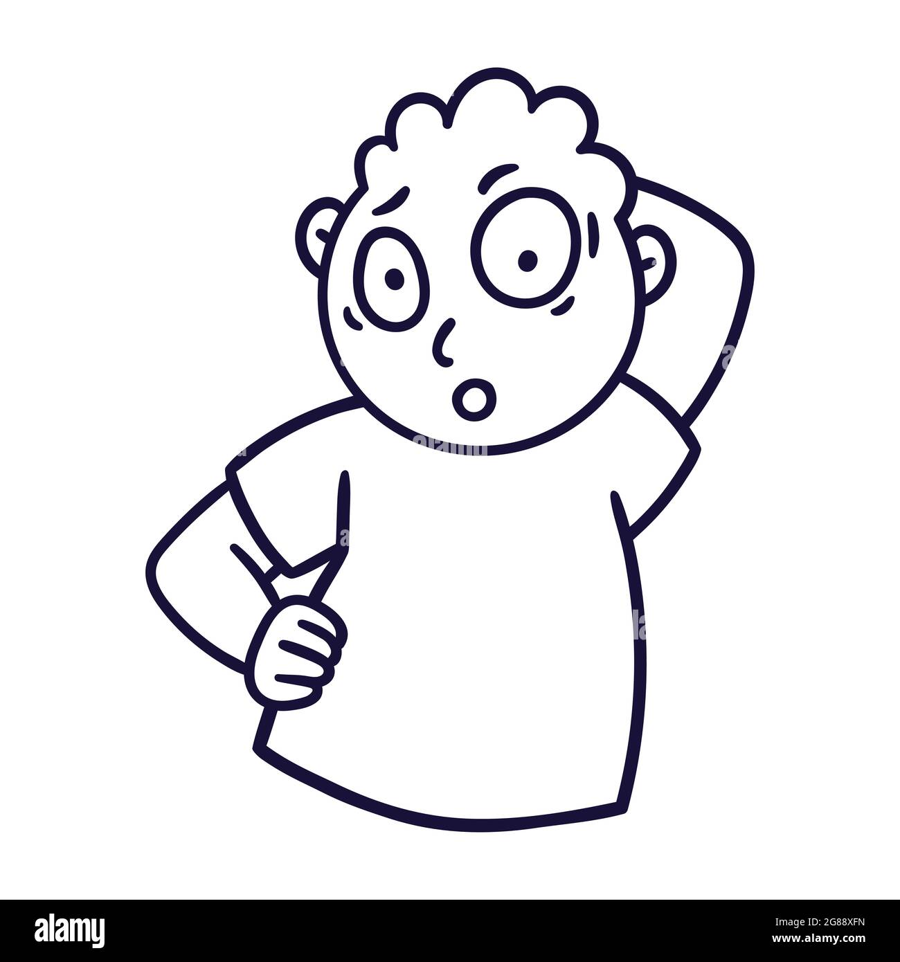 Mann mit fragenden Emotionen. Emoji-Avatar überrascht. Porträt einer ...