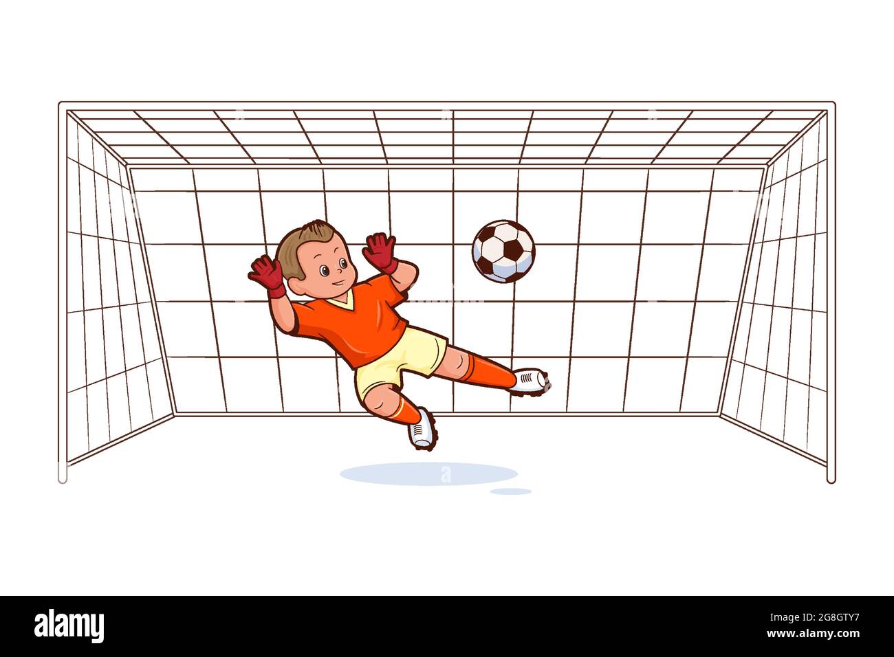 Der Torhüter ist Fußballspieler, steht am Tor und wartet darauf, dass ...