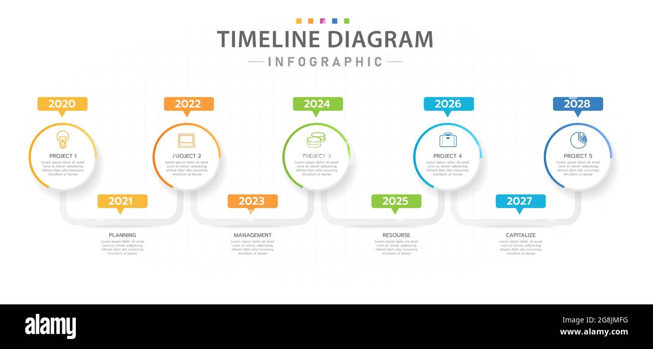 Infografik-Vorlage für Unternehmen. 5 modernes Projekt-Timeline ...