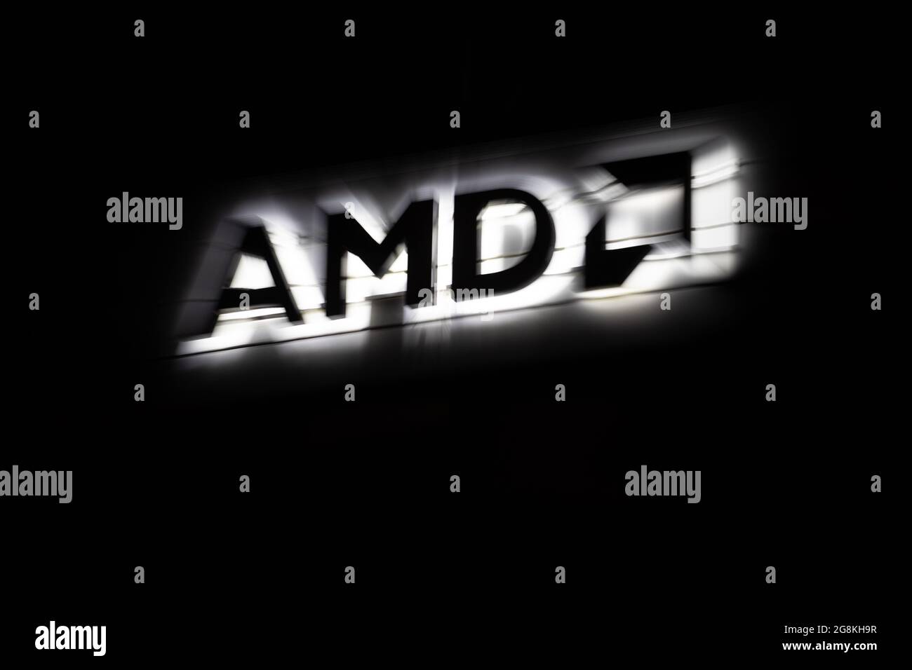 Gezoomtes Bild vom Logo des Chip-Entwicklers Advanced Micro Devices ...