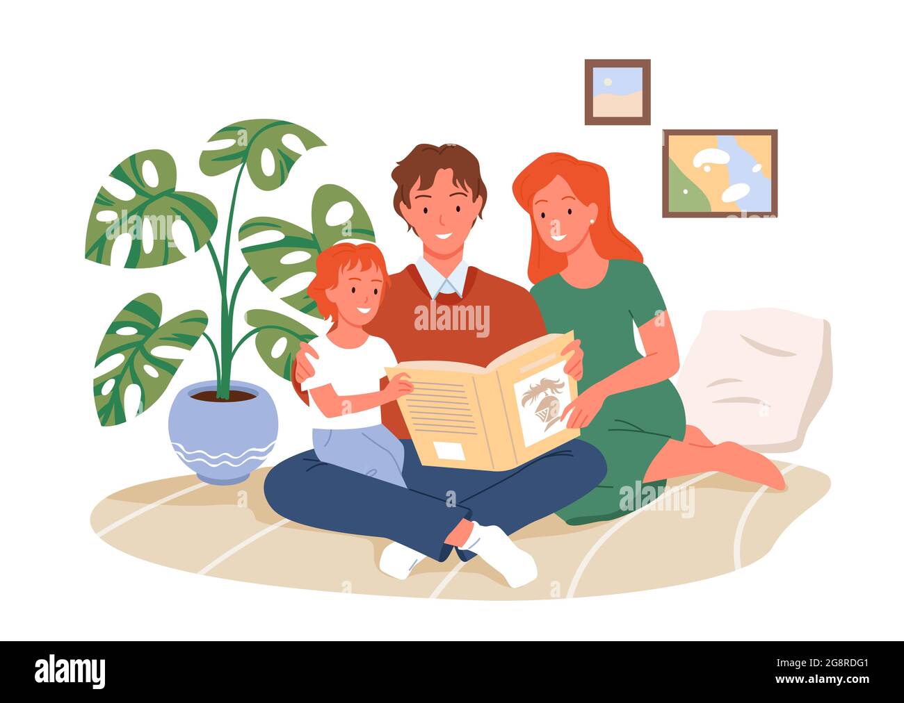 Eltern und kinder lesen Stock-Vektorgrafiken kaufen - Alamy