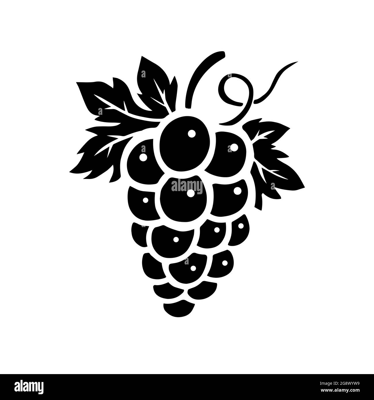 Trauben. Schwarz-weiße Silhouette. Etikett, Symbol des Weines. Vektor ...