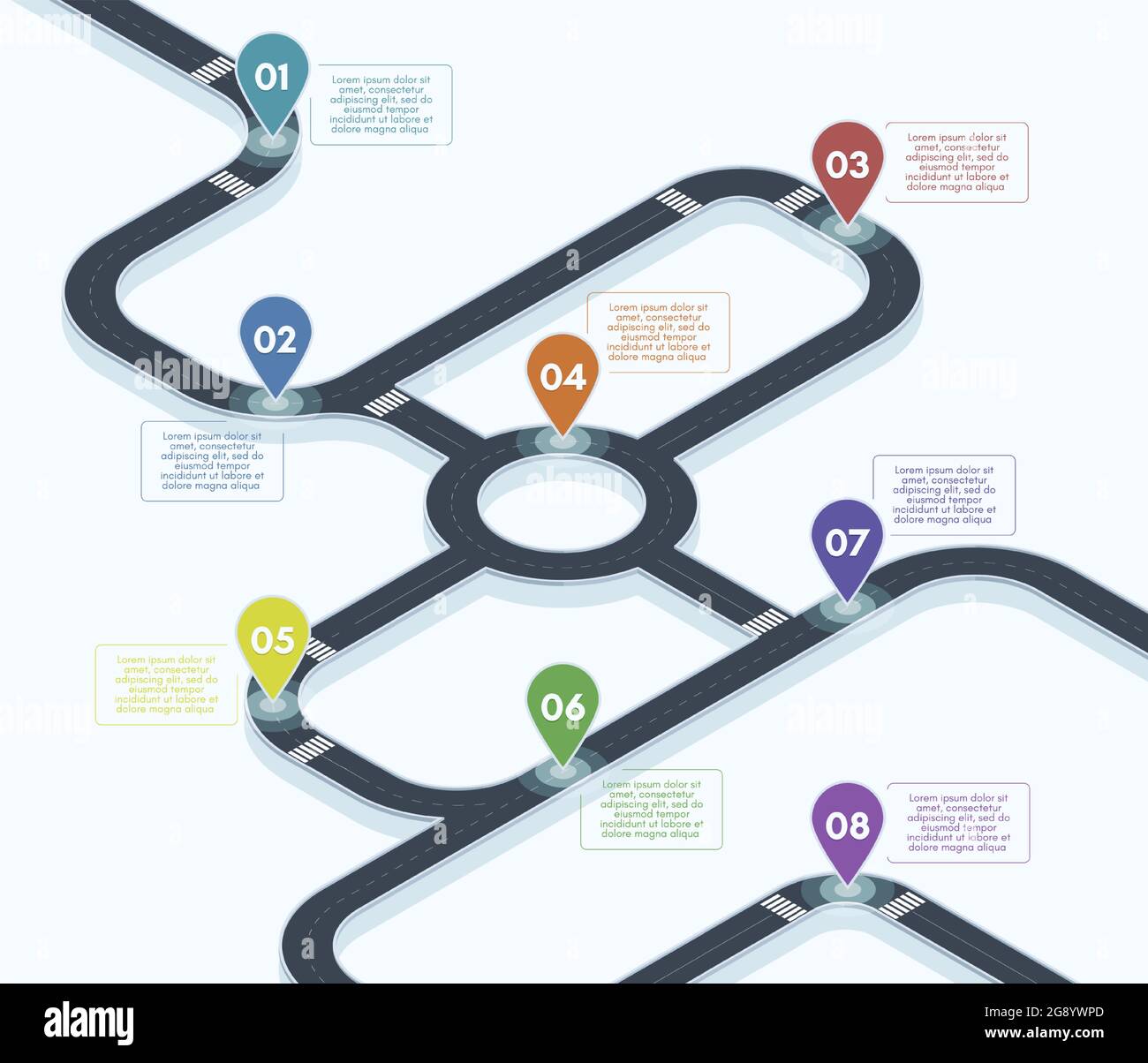 Isometrische Roadmap. City Street Road Map Infografik, 3d Road Timeline ...