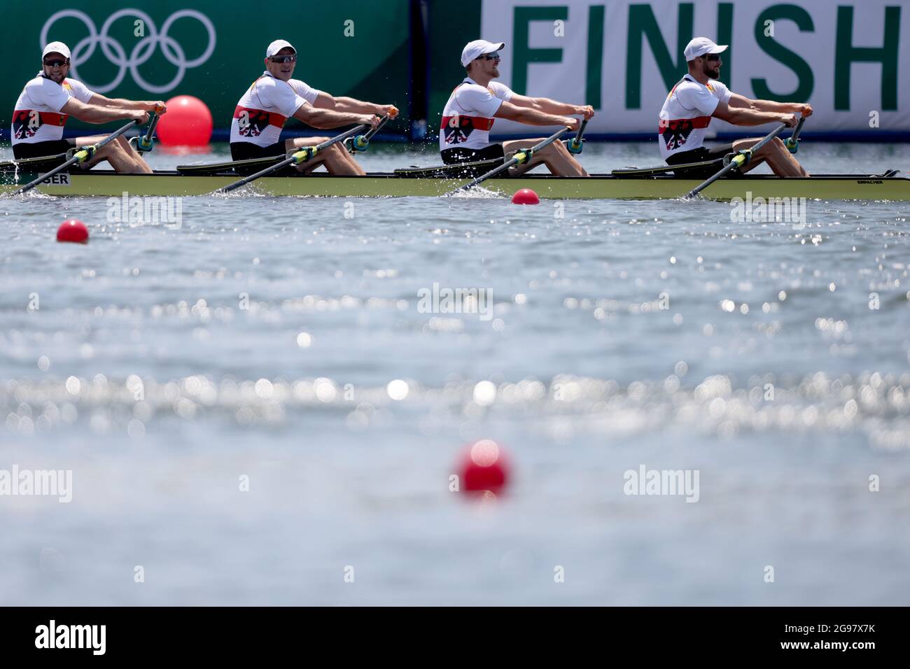 Tokio, Japan. Juli 2021. Rudern: Olympiade, Vorlauf, Doppel-vier ...