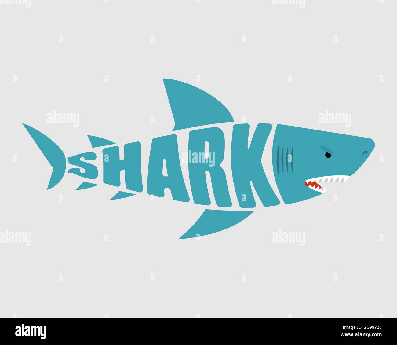 Shark Schriftzug Zeichen. Text Fisch Symbol. vektor-Illustration Stock ...
