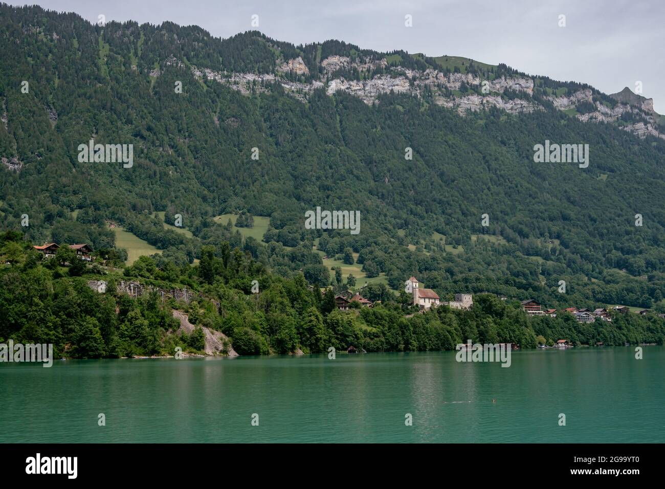 Brienzersee, Brienzersee mit türkisfarbenem Wasser - traditionelle ...