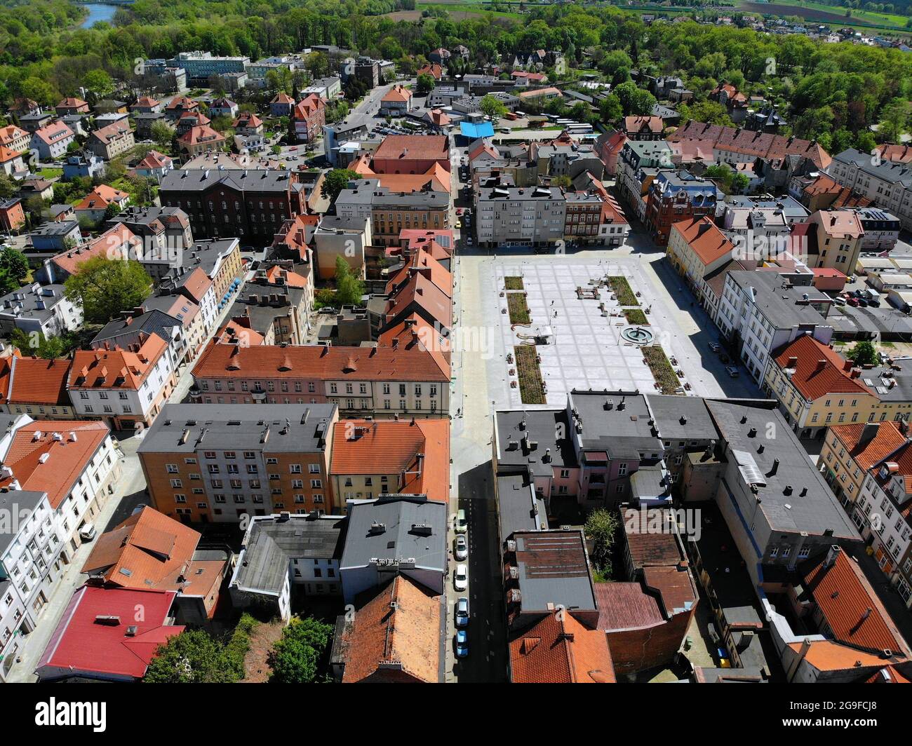 Kedzierzyn-Kozle, Stadt in Polen. Drone Luftaufnahme mit Rynek ...