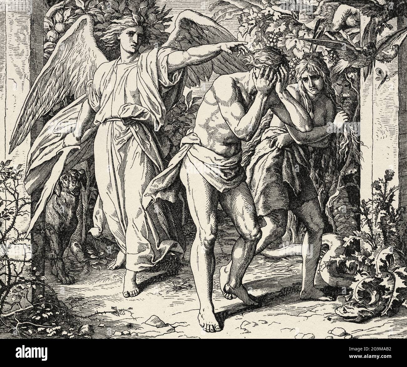 Genesis. Gott vertreibt Adam und Eva aus dem Garten Eden, um das Land ...