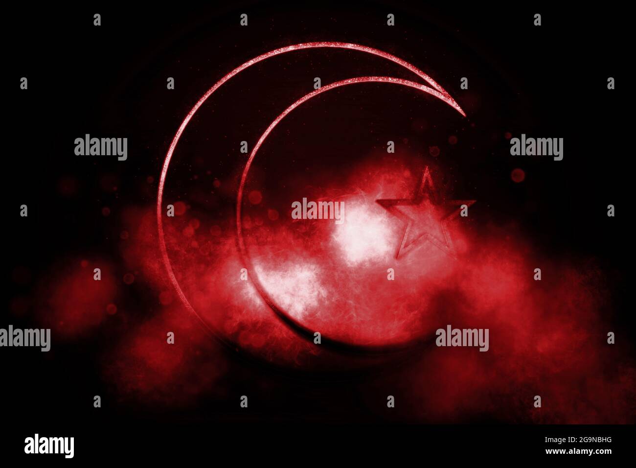Mond- und Stern-Islam-Symbol, islamisches Symbol, Blaues Symbol ...