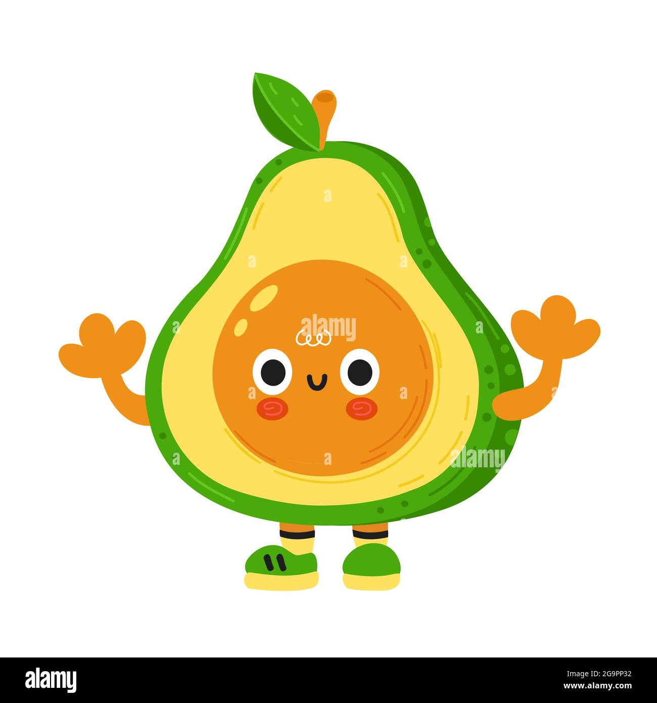 Nette lustige Avocado mit Baby Gesicht. Vektor Cartoon kawaii Figur ...