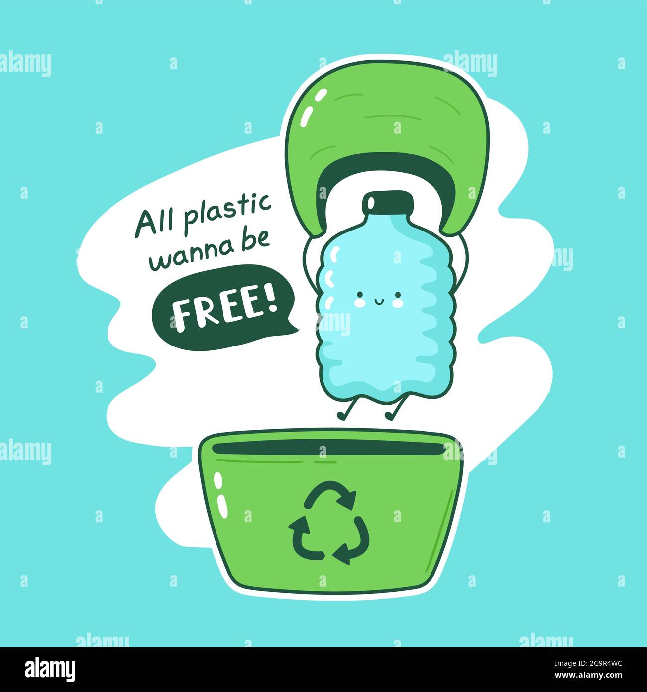 Alle Plastik will freie Karte sein. Vektor Cartoon Figur Illustration ...