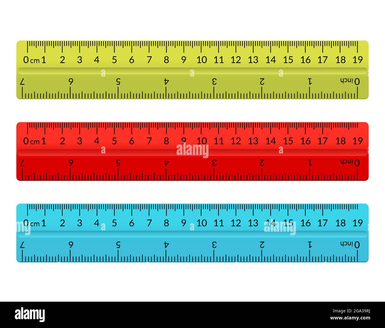 Lineal Schule flachen Zentimeter. Isolierte Abbildung aus Kunststoff ...