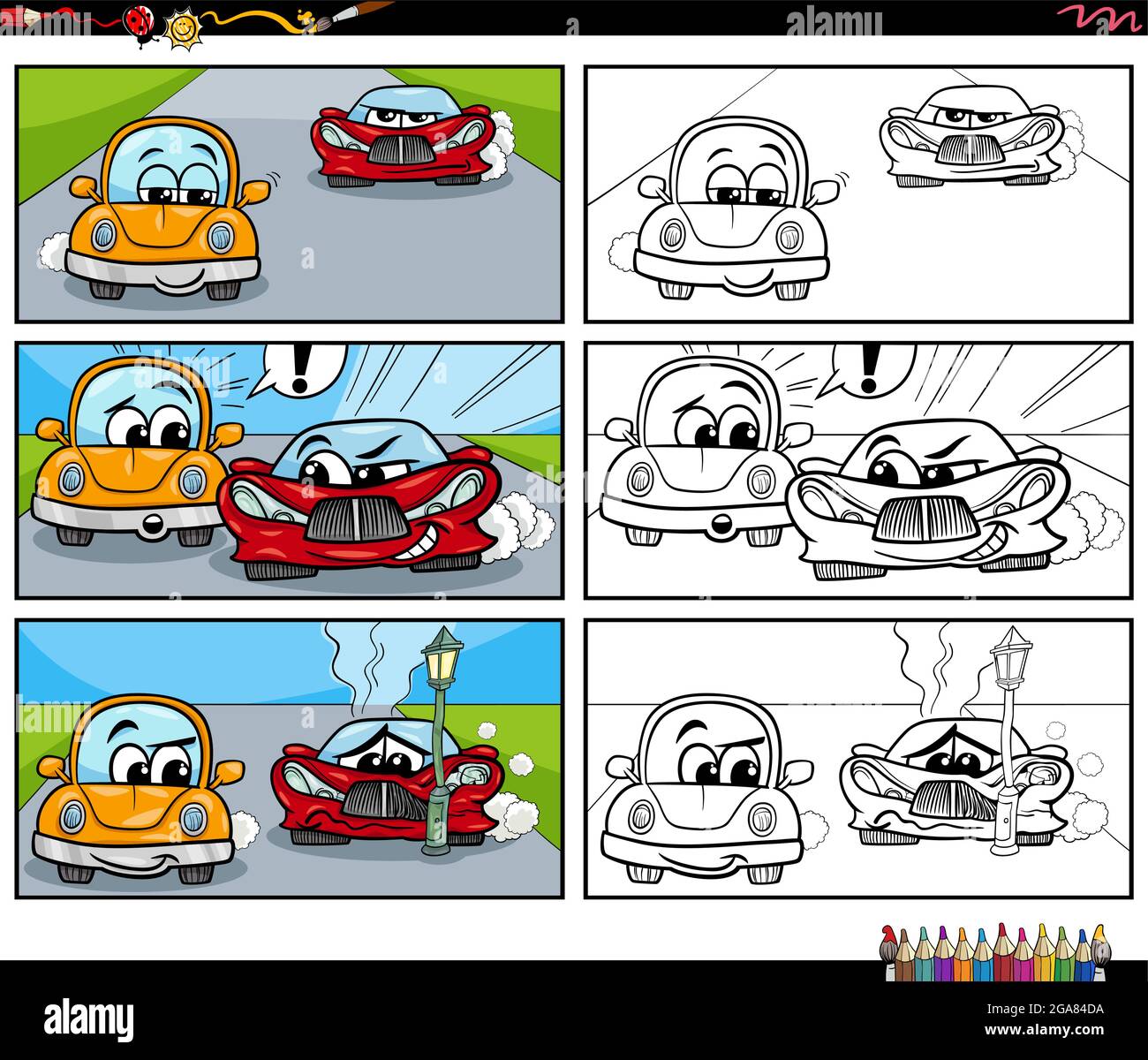 Autounfall comic Stock-Vektorgrafiken kaufen - Alamy