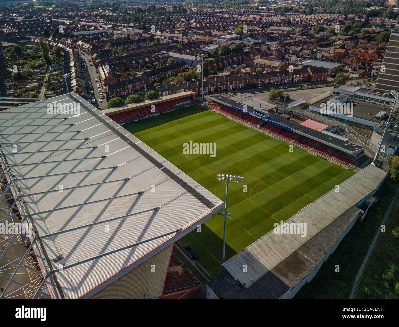 Luftbild der Eisenbahnmänner im Crewe Alex Alexandra Football Club in ...