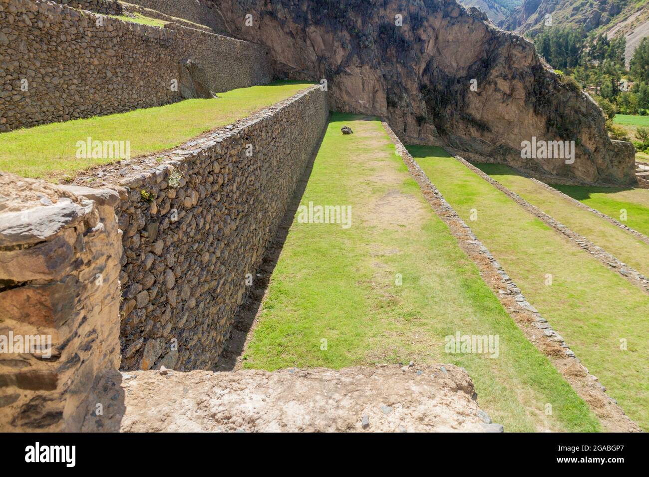 Landwirtschaftliche Terrassen der Inka in Ollantaytambo, Heilige Tal ...