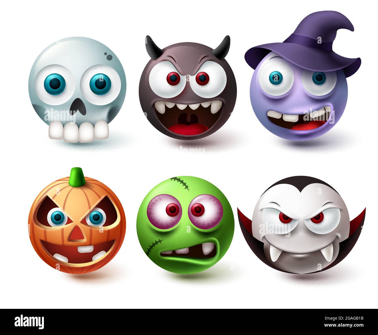 Smileys halloween Emoji Vektor-Set. Smiley Emojis Horror Charakter ...