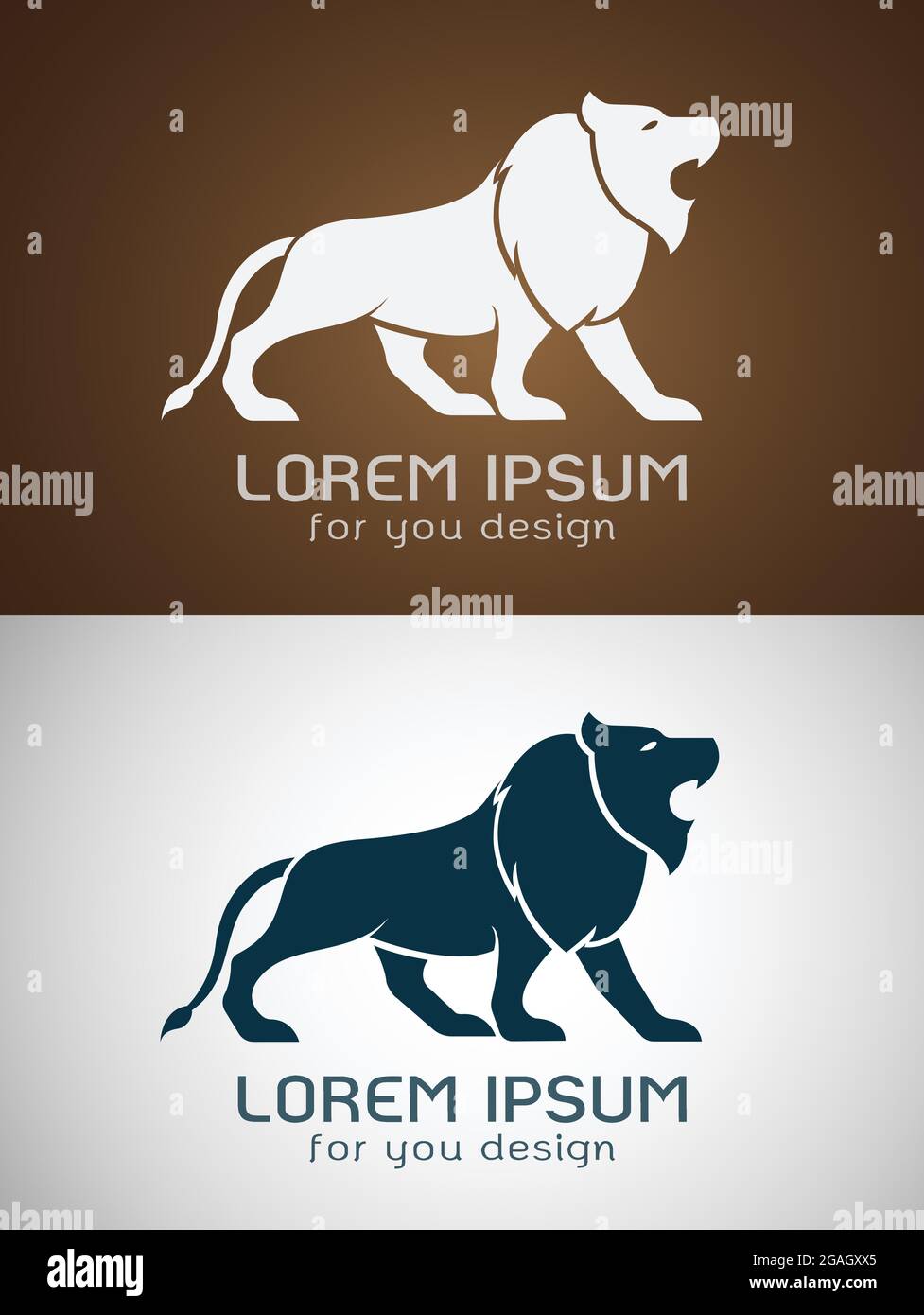 Vektorbild eines Löwen-Designs auf weißem Hintergrund und braunem ...