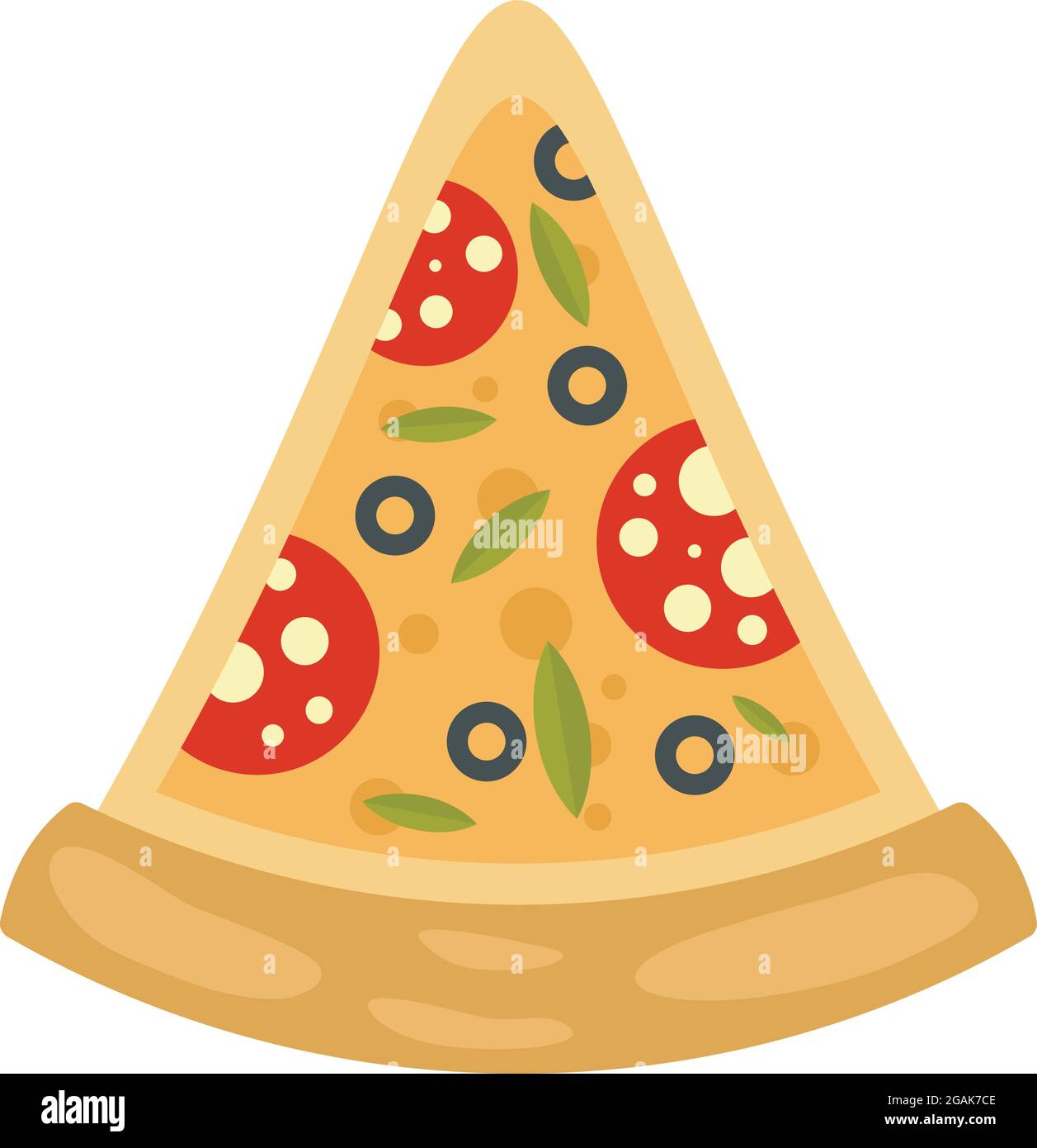 Pepperoni-Pizza-Slice-Symbol. Flache Darstellung des Pepperoni Pizza ...