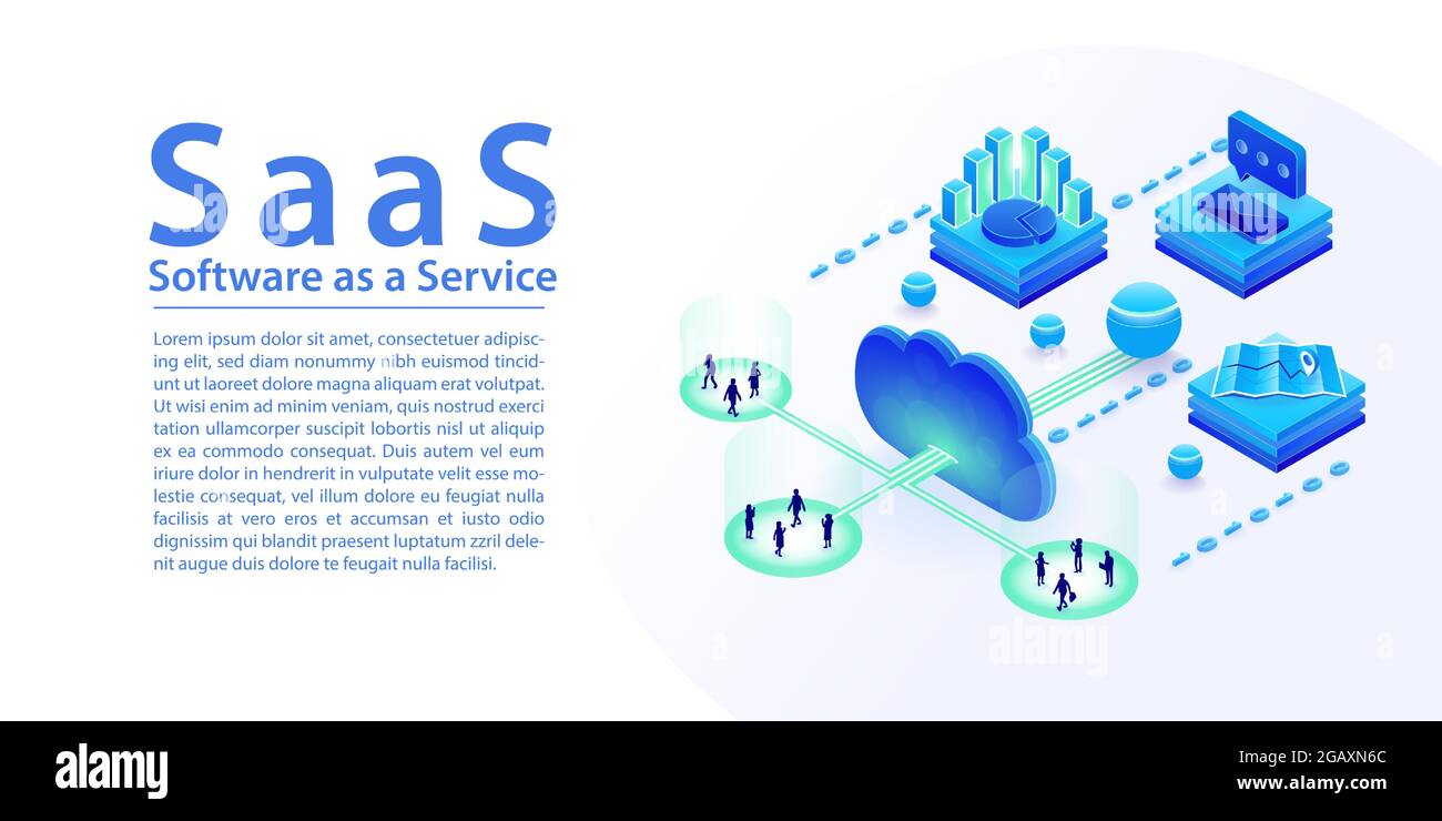 Infografik zum SaaS-Software-as-a-Service-Konzept. isometrische 3D ... Infografik zum SaaS-Software-as-a-Service-Konzept. isometrische 3D ...