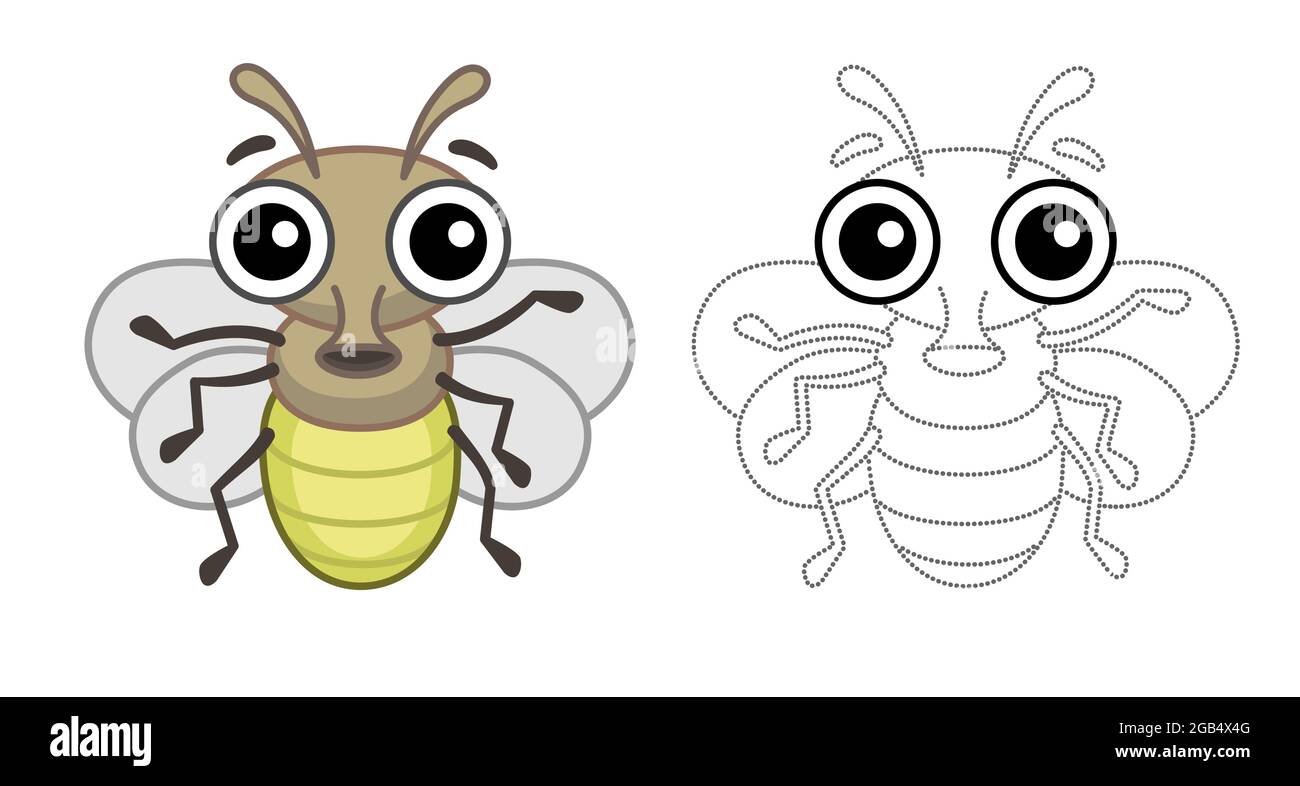 Färbung Insekt für Kinder Bild. Lustige Fliege im Cartoon-Stil ...