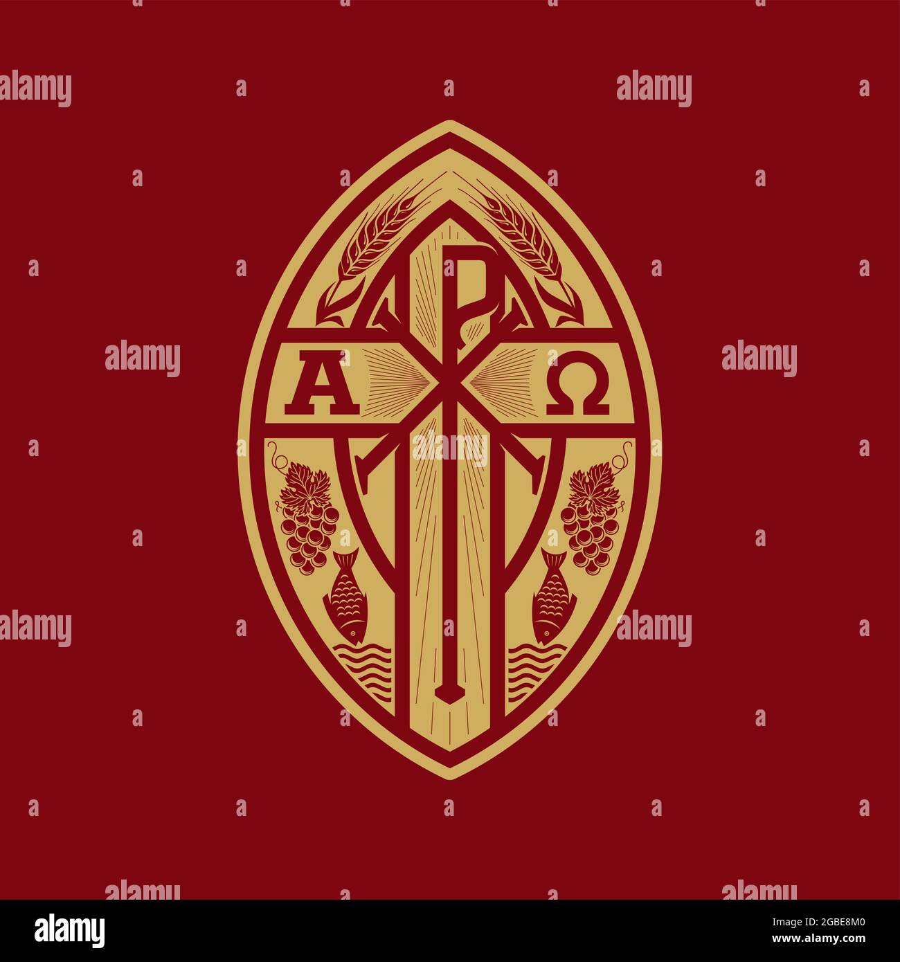 Christliche Illustration. Monogramm Jesu Christi - Chrismon. Der Fisch ...