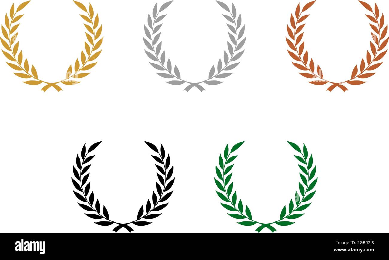 Lorbeer Ehrenkranz Vektor in Gold, Silber, Bronze, Schwarz, Grün ...