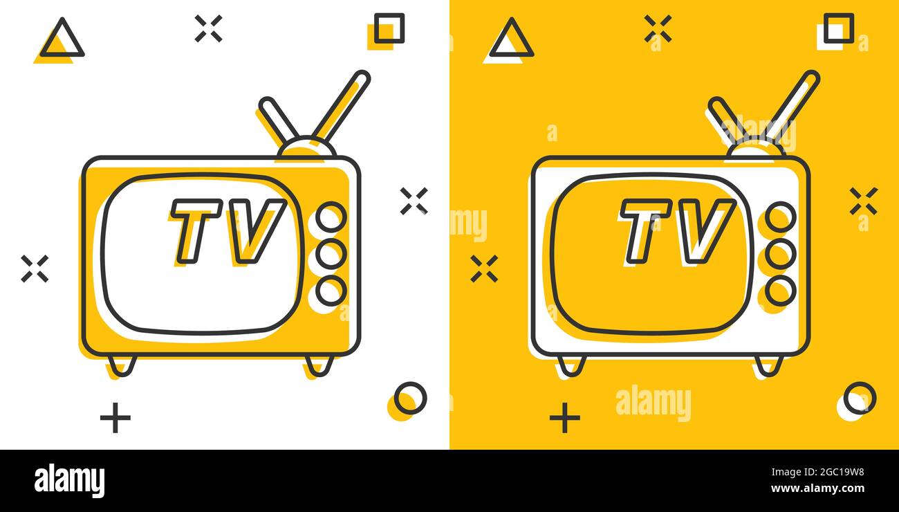 Vektor Cartoon TV-Symbol im Comic-stil. Fernsehen zeichen Abbildung ...