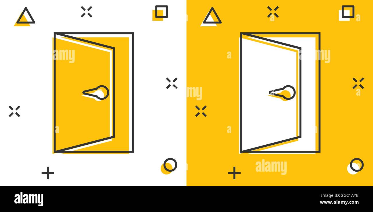 Vektor cartoon Türsymbol im Comic Stil. Ausfahrt Abbildung Piktogramm ...