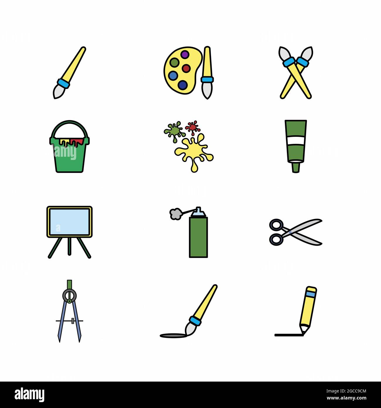 Icon Vector of Painting Set - Yellow Moon Style - einfache Illustration ...