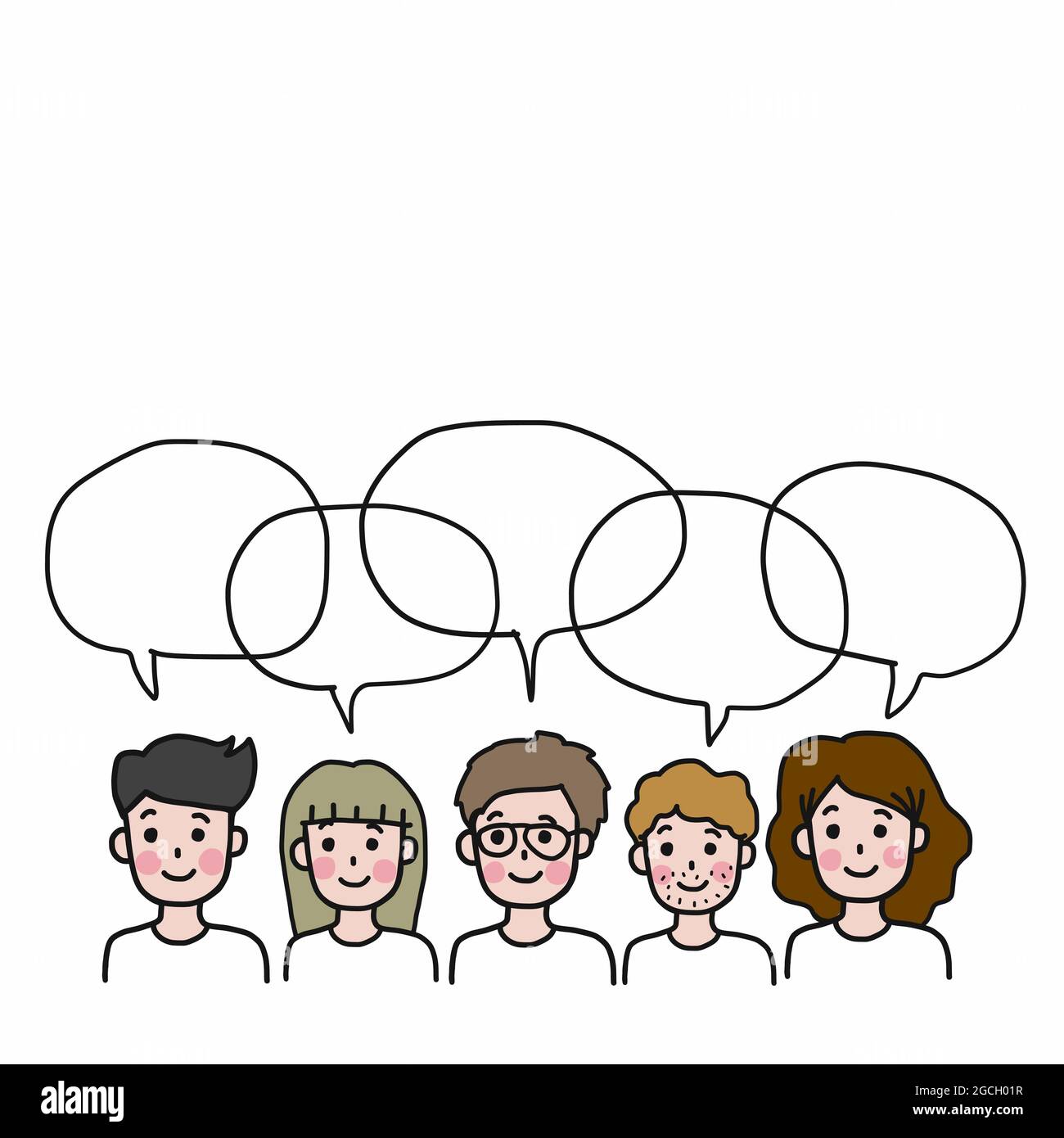 Nette Gruppe Menschen sprechen Cartoon Vektor Illustration Stock ...