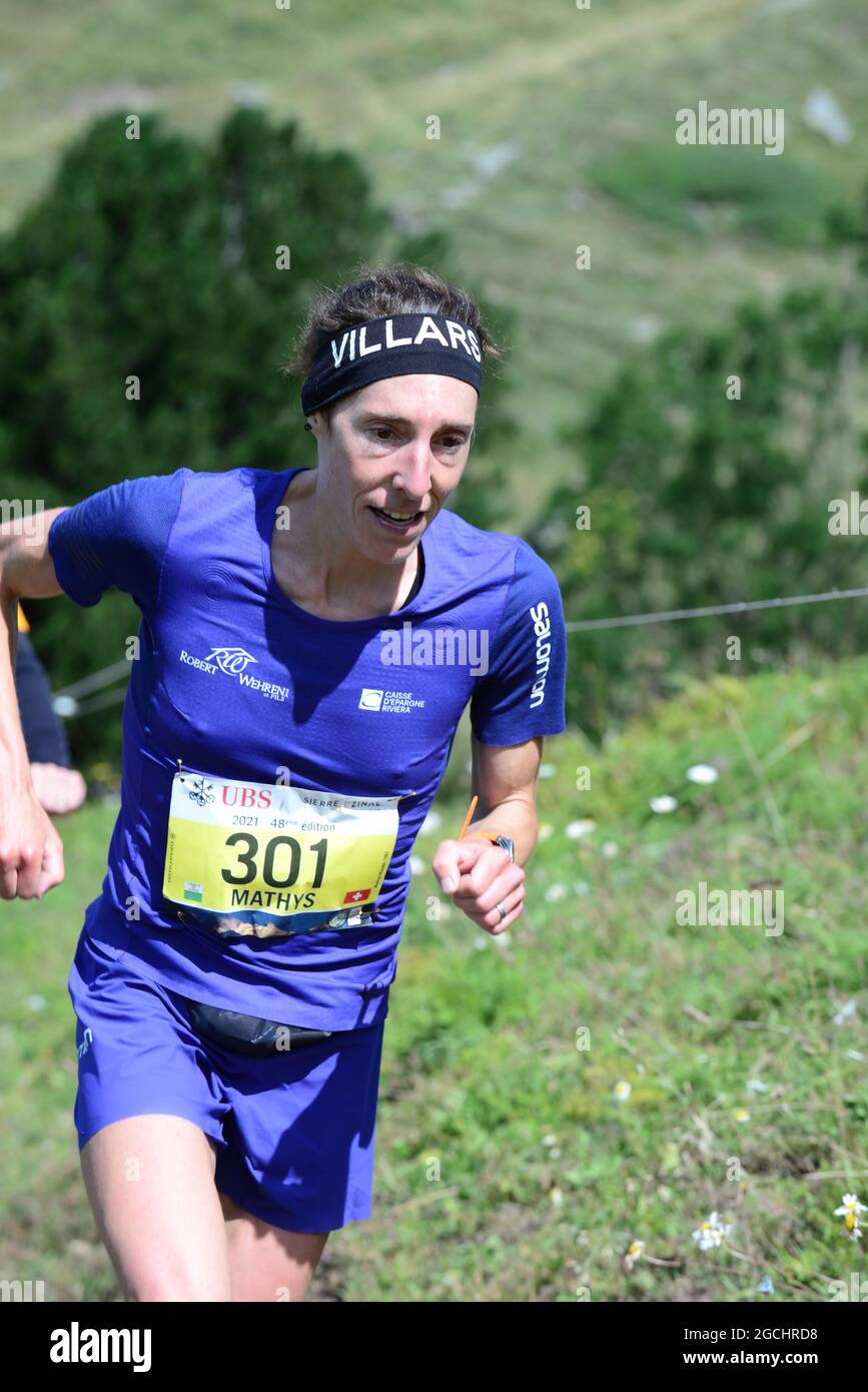 Zinal, SCHWEIZ - 7. AUGUST: Eluropäischer Champion, Maude Mathys bei ...