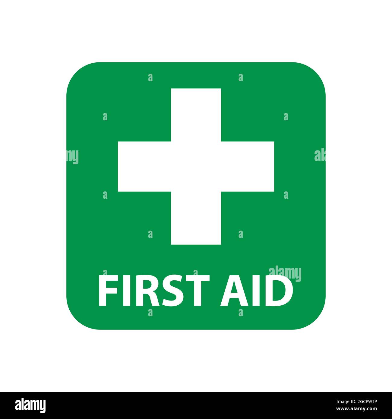 Erste-Hilfe-Zeichen und weißes Kreuz auf grünem Hintergrund ...