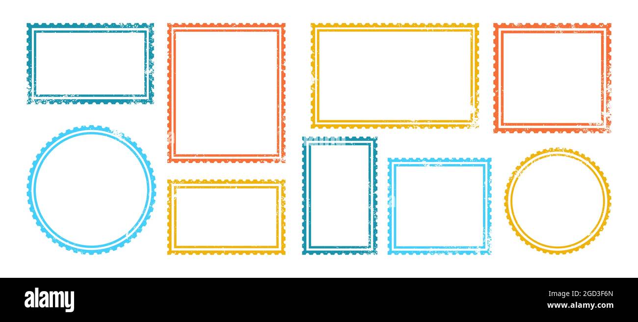 Briefmarke Grunge bunten Rahmen gesetzt. Leere Banner Vintage Icon ...