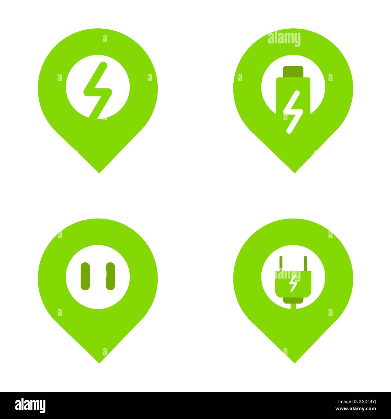 Standort und Strom-Symbol als Elektroauto Ladestation Lacation Icon ...