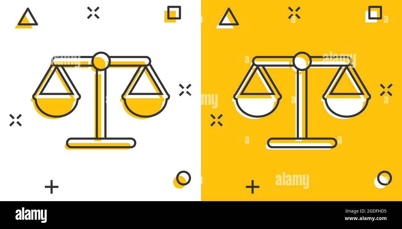 Vektor cartoon Waage Waage Symbol im Comic-stil. Waage zeichen ...