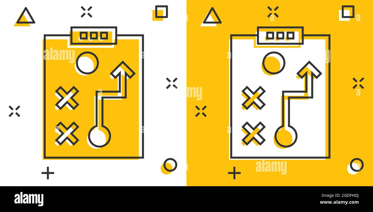Vektor cartoon taktischen Plan Dokumentsymbol im Comic-stil. Strategie ...